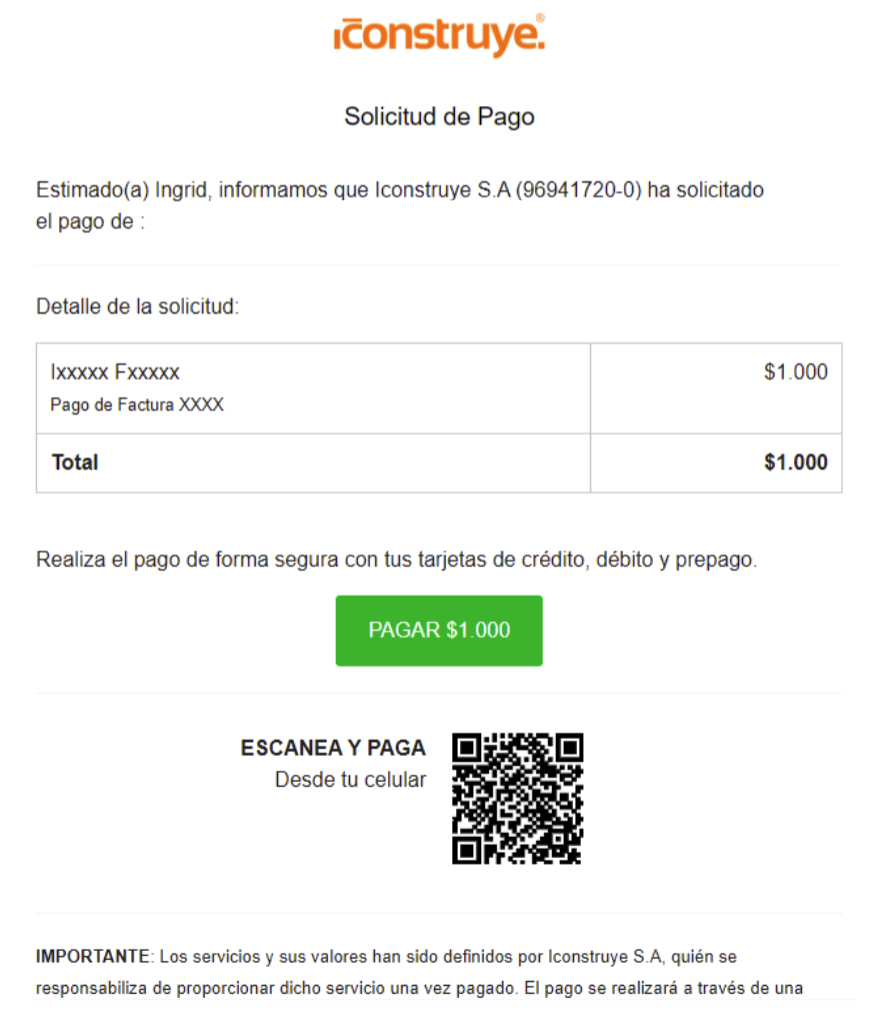 Nuevo pago con tarjeta de crédito ICONSTRUYE
